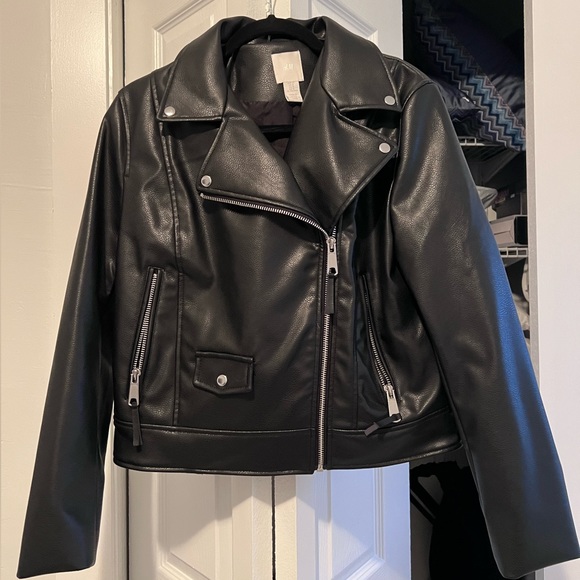 H&M | Jackets & Coats | Hm Black Leather Jacket | Poshmark
